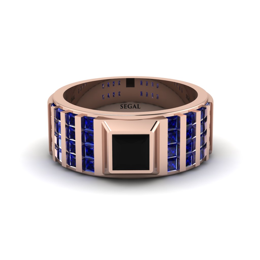 Princess Cut Black Diamond Gold Men's Power Ring - Isaiah No. 68 ...