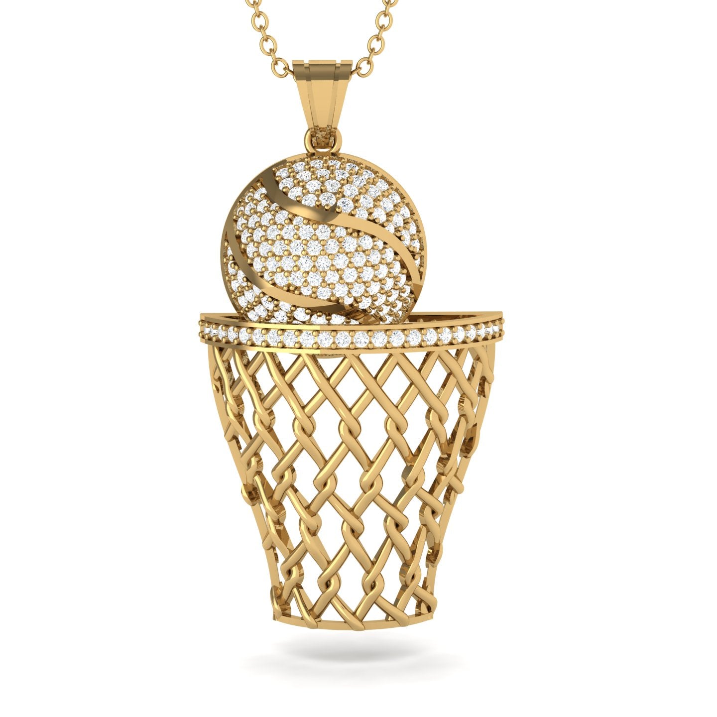Basketball Diamond Necklaces Solid 925 Sterling Silver Hip Hop