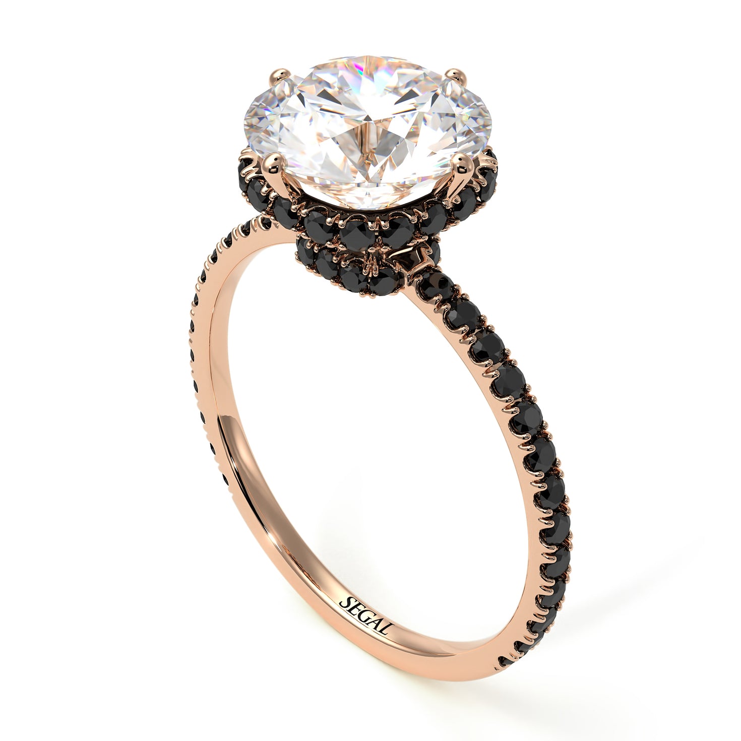 Double Hidden Halo Diamond Engagement Ring - Angelina No. 32 – Segal ...