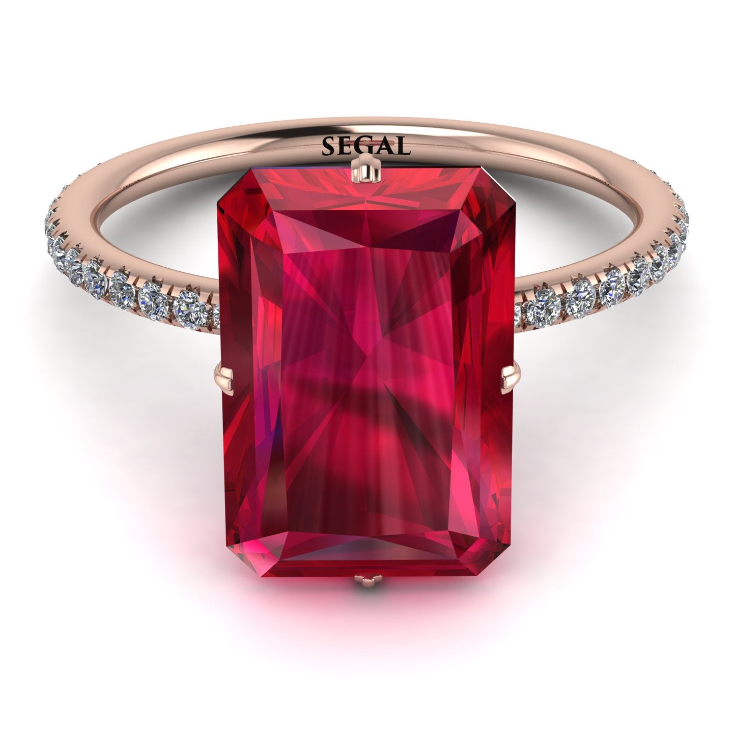 Emerald Cut Ruby Engagement Rings